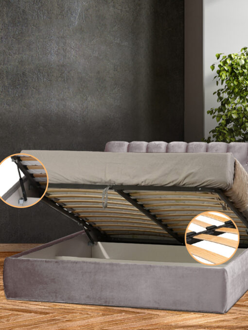 Pat tapitat Madrid, 120x200, somiera rabatabila si spatiu depozitare ...